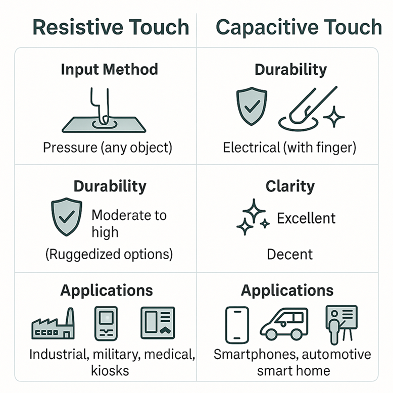 Resistive Touch vs Capacitive Touch for TFT LCD Displays